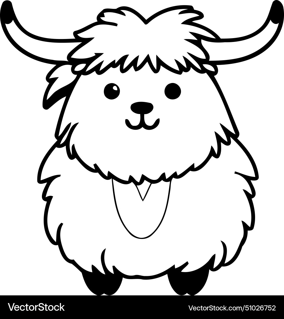 Cute cartoon yak isolated on white background Vector Image