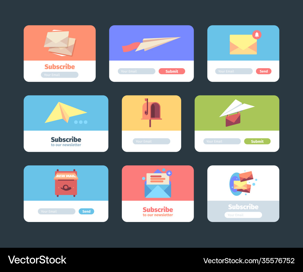 Email subscription forms web ui templates Vector Image