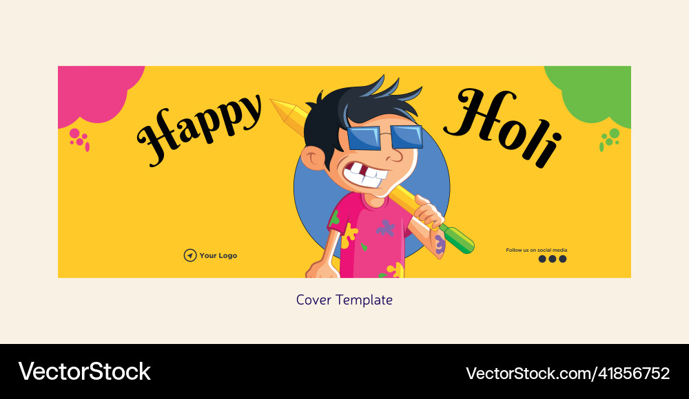 Happy holi cover page design Royalty Free Vector Image