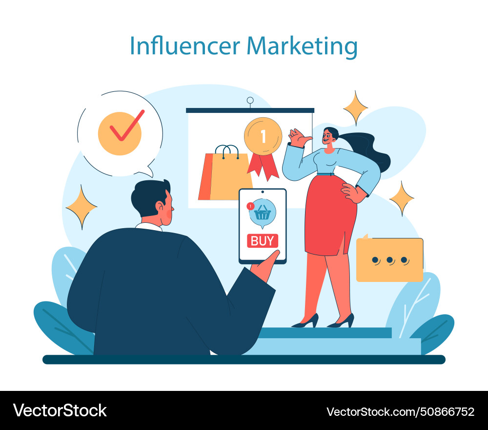 Influencer marketing concept Royalty Free Vector Image