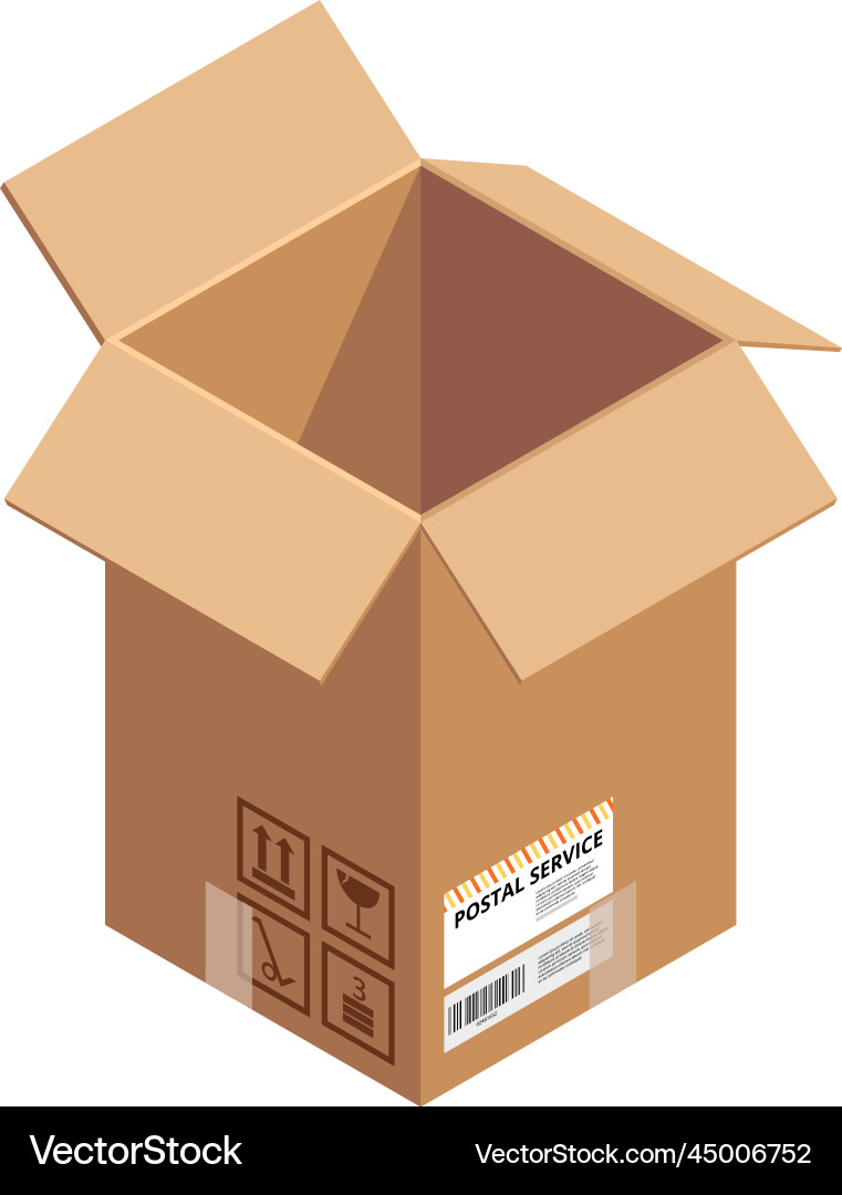 Open shipping package icon isometric cardboard Vector Image