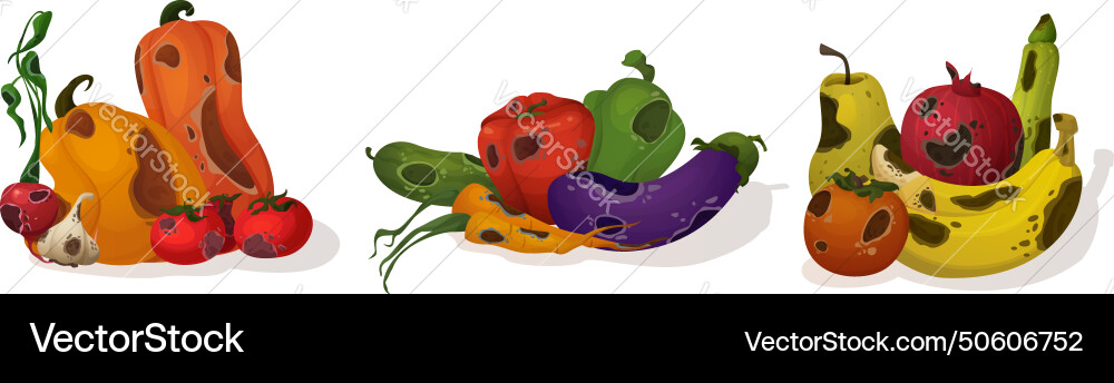 Rotten food isolated on white background Vector Image