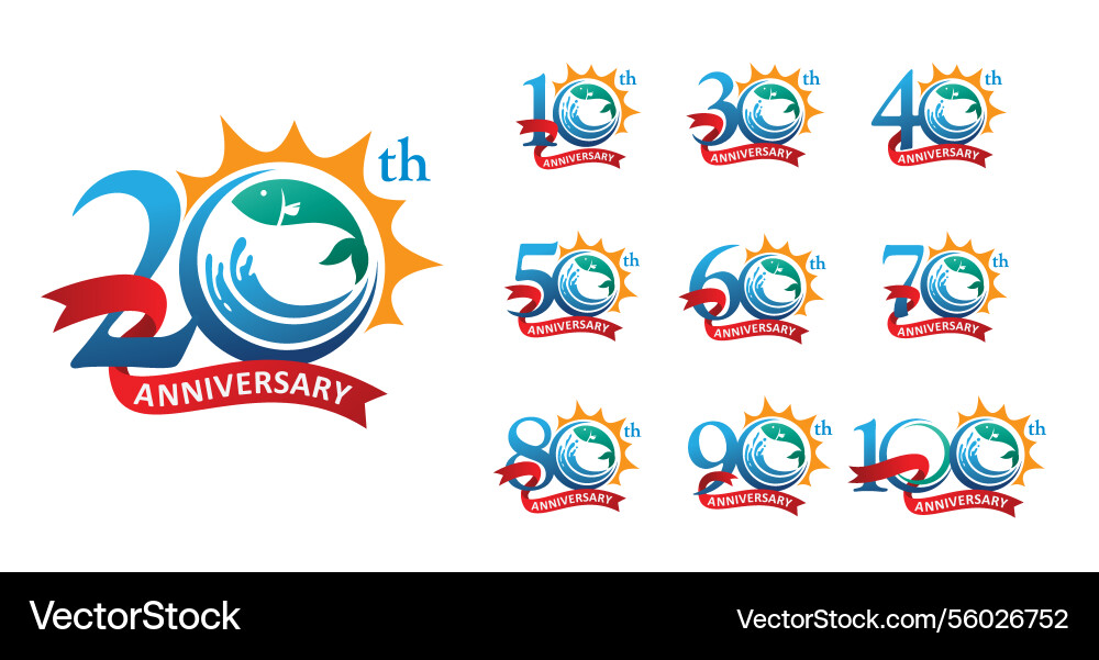 Set of anniversary fish number Royalty Free Vector Image