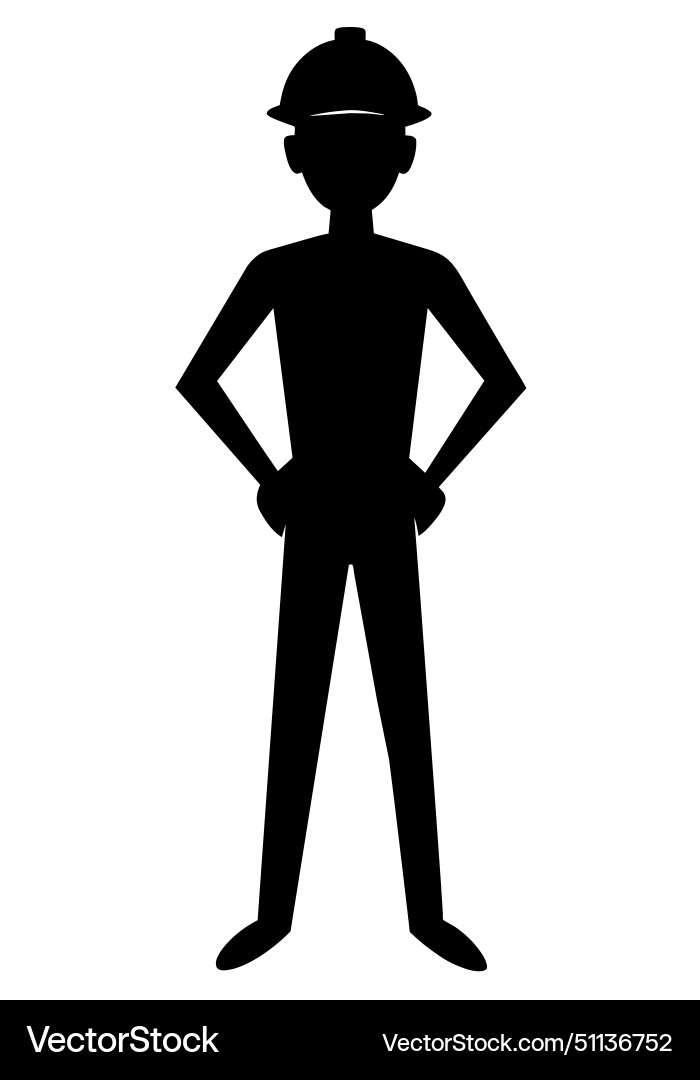 Standing engineer silhouette on white background Vector Image