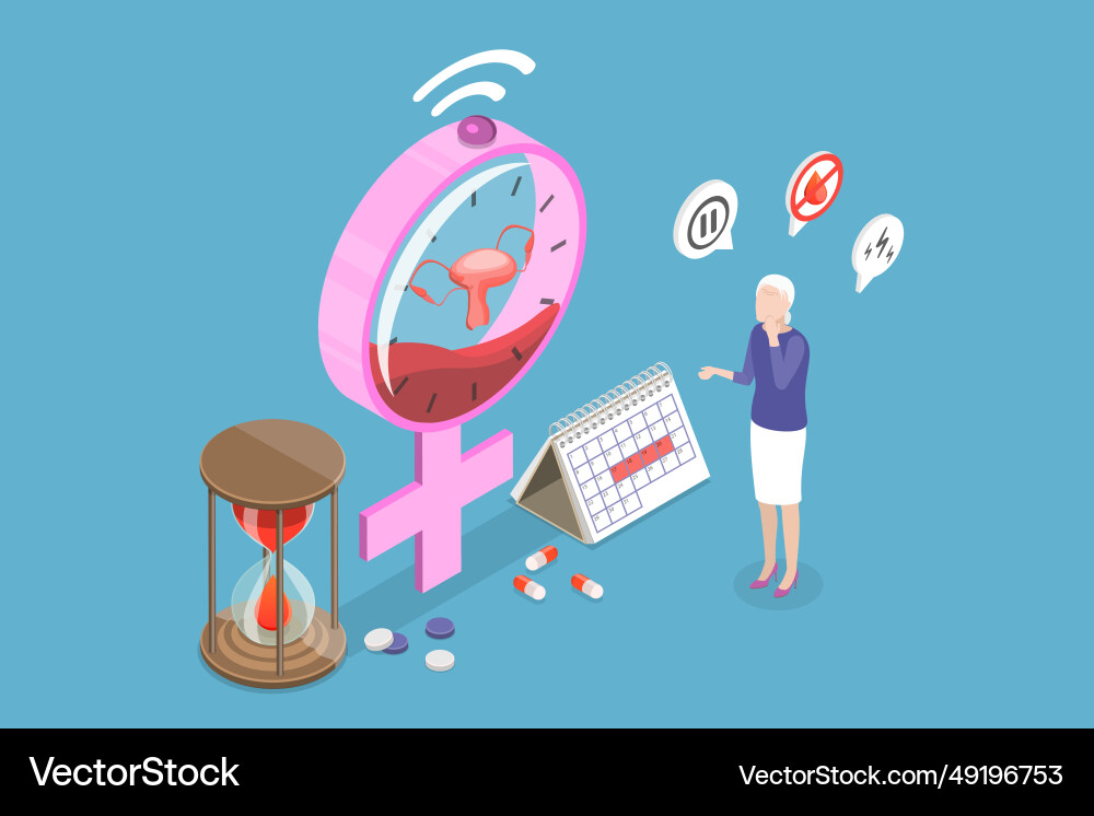 3d isometric flat of menopause Royalty Free Vector Image