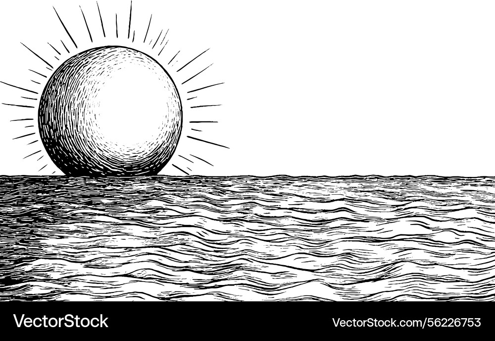 Artistic sunset over ocean Royalty Free Vector Image