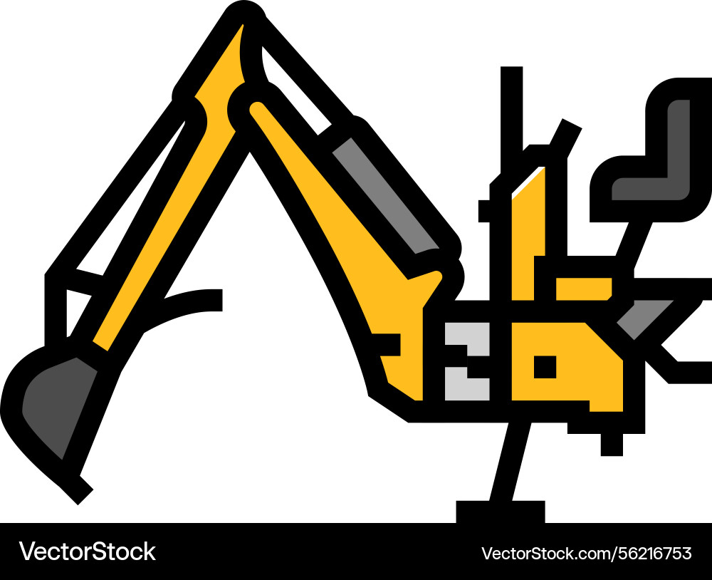 Backhoe tractor color icon Royalty Free Vector Image