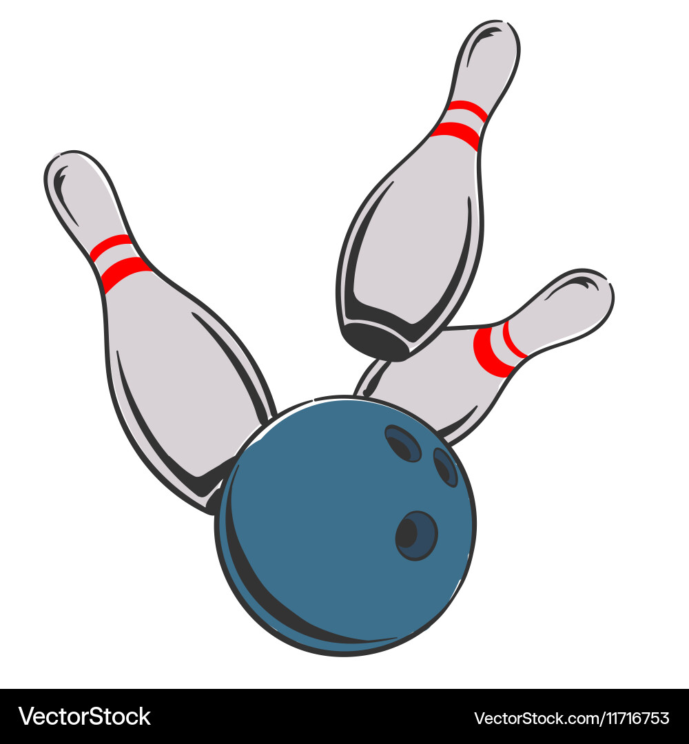 Bowling ball and pins Royalty Free Vector Image