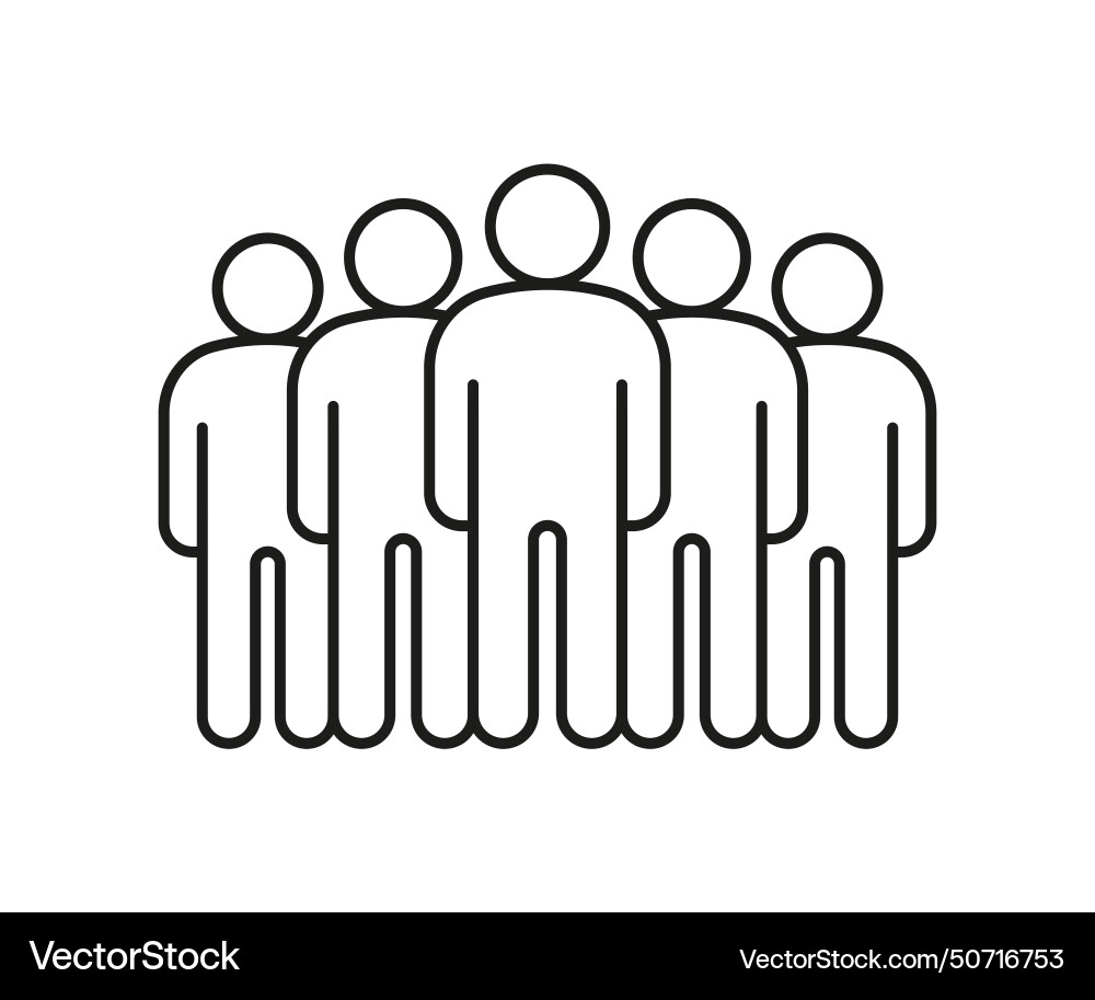 Group of people line icon teamwork crowd Vector Image