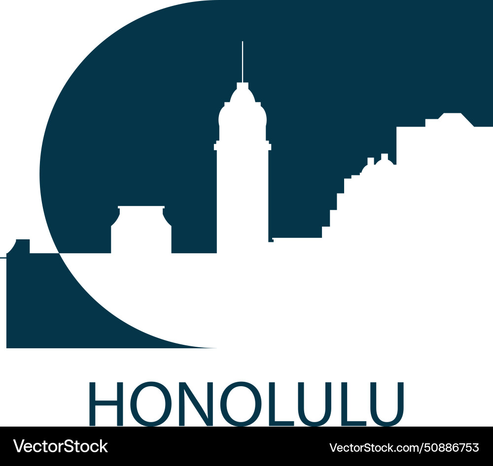 Honolulu Stadt Skyline Silhouette Logo Lizenzfreier Vektor