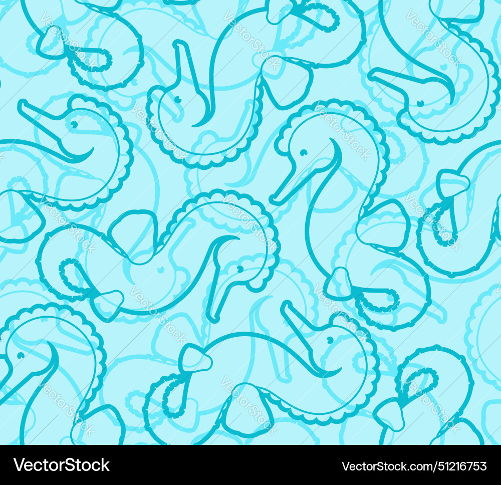 Seahorse pattern seamless sea horse background Vector Image