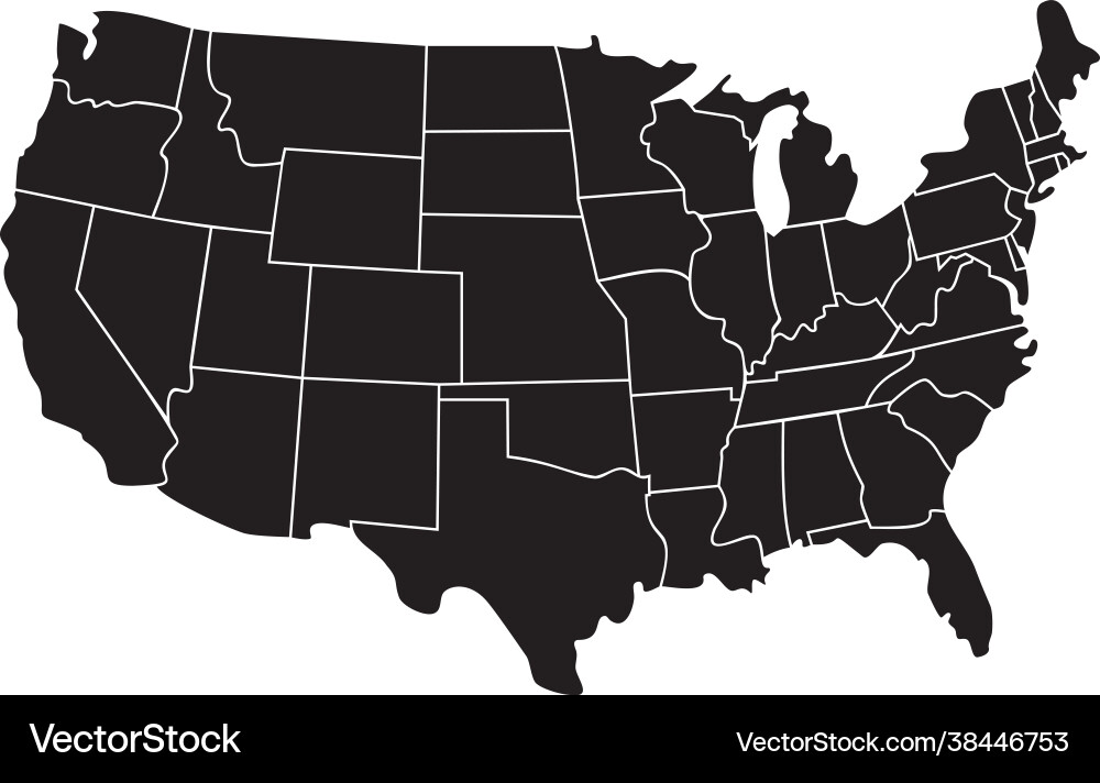 Usa map with states Royalty Free Vector Image - VectorStock