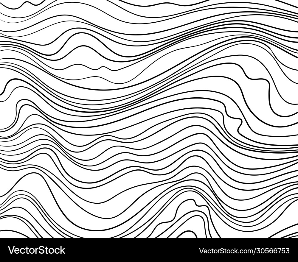 Wave lines pattern black wavy isolated Royalty Free Vector