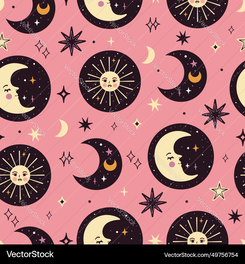 Celestial Magical Pattern Royalty Free Vector Image