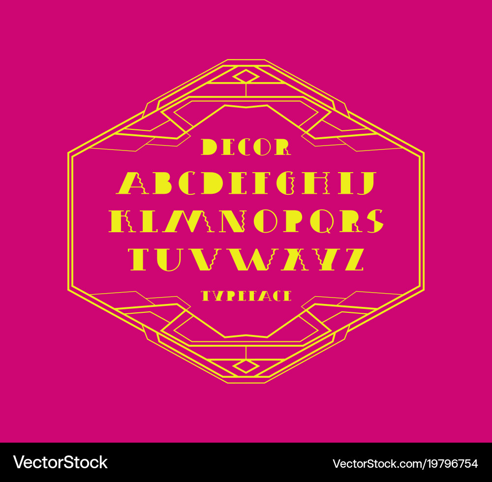 Decorative serif font and frame Royalty Free Vector Image