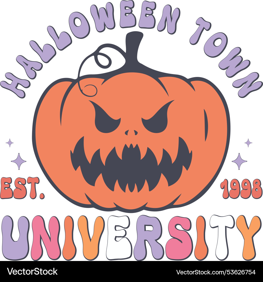 Halloween town est 1998 university Royalty Free Vector Image
