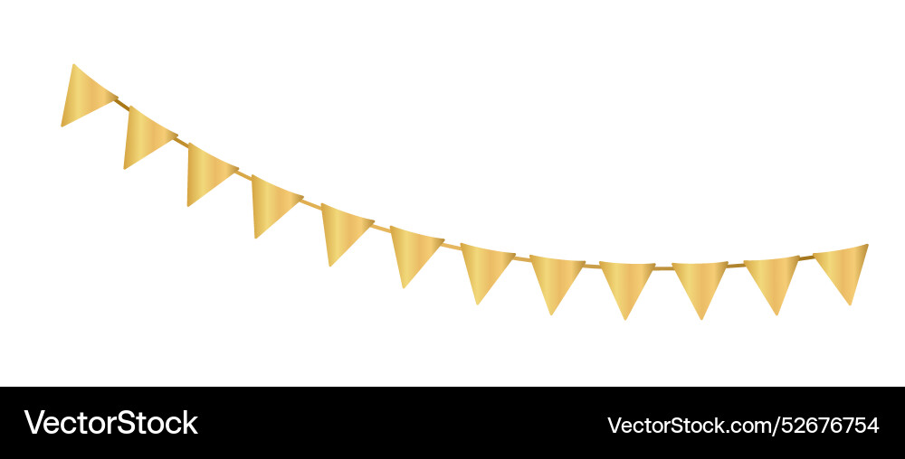 Hanging golden flags pennant border isolated Vector Image