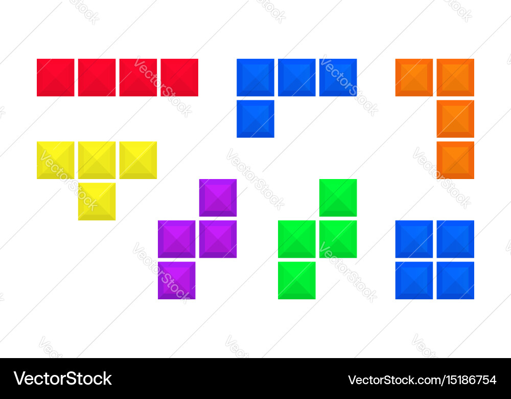 Old video game bricks pieces Royalty Free Vector Image
