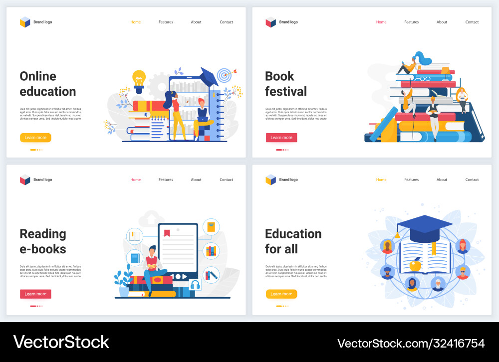 Online education technology Royalty Free Vector Image