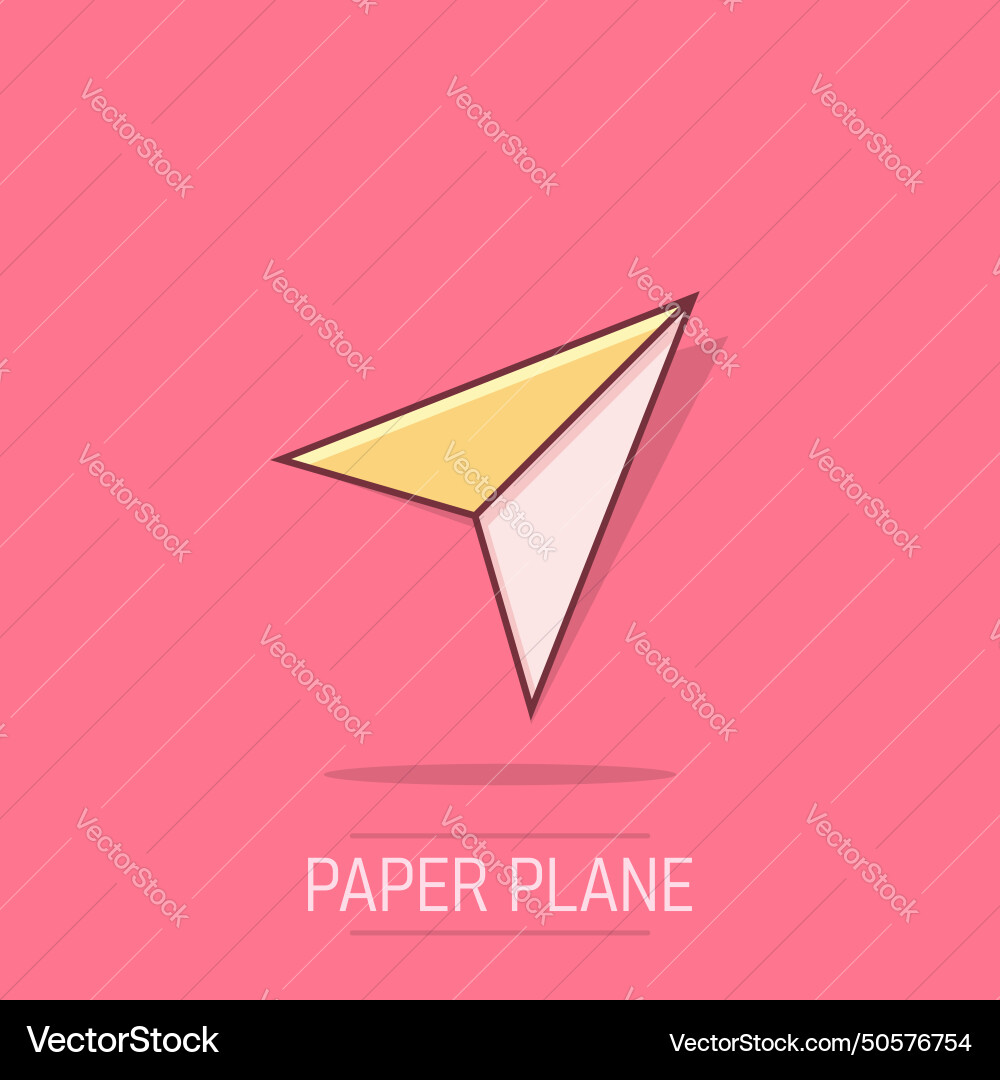 Paper plane icon in comic style sent message Vector Image