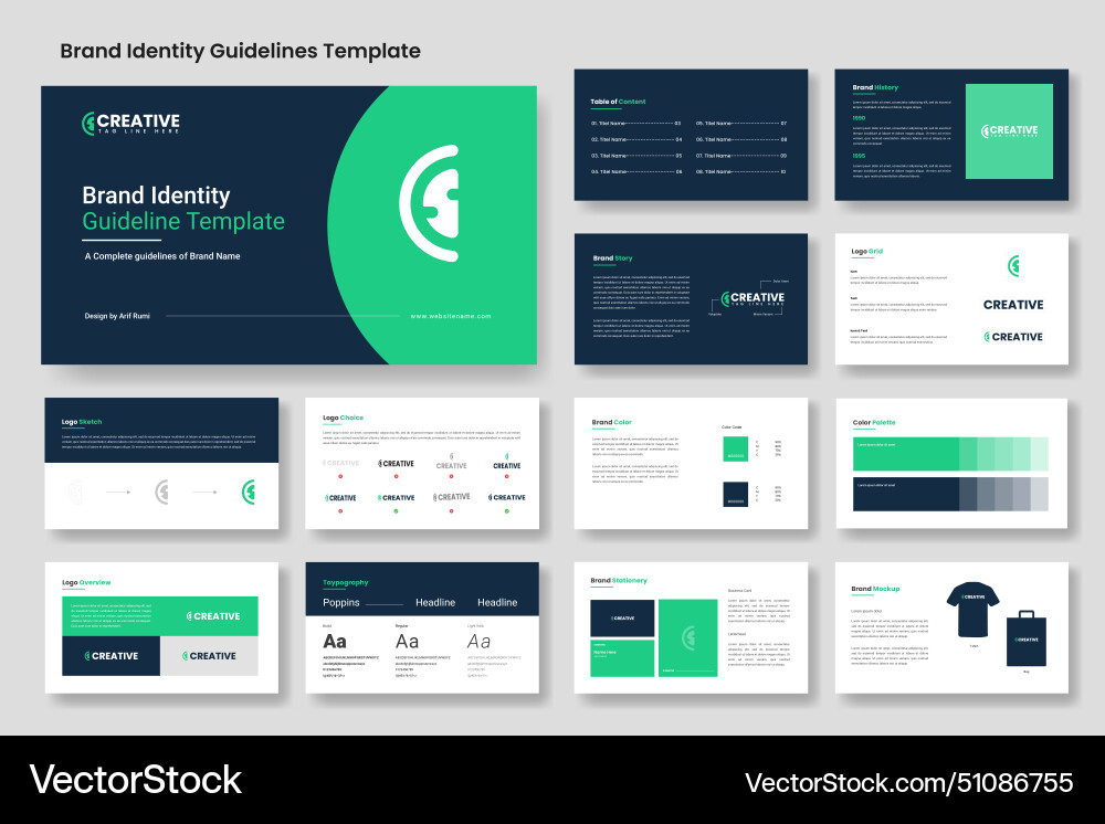 Brand guidelines presentation template Royalty Free Vector