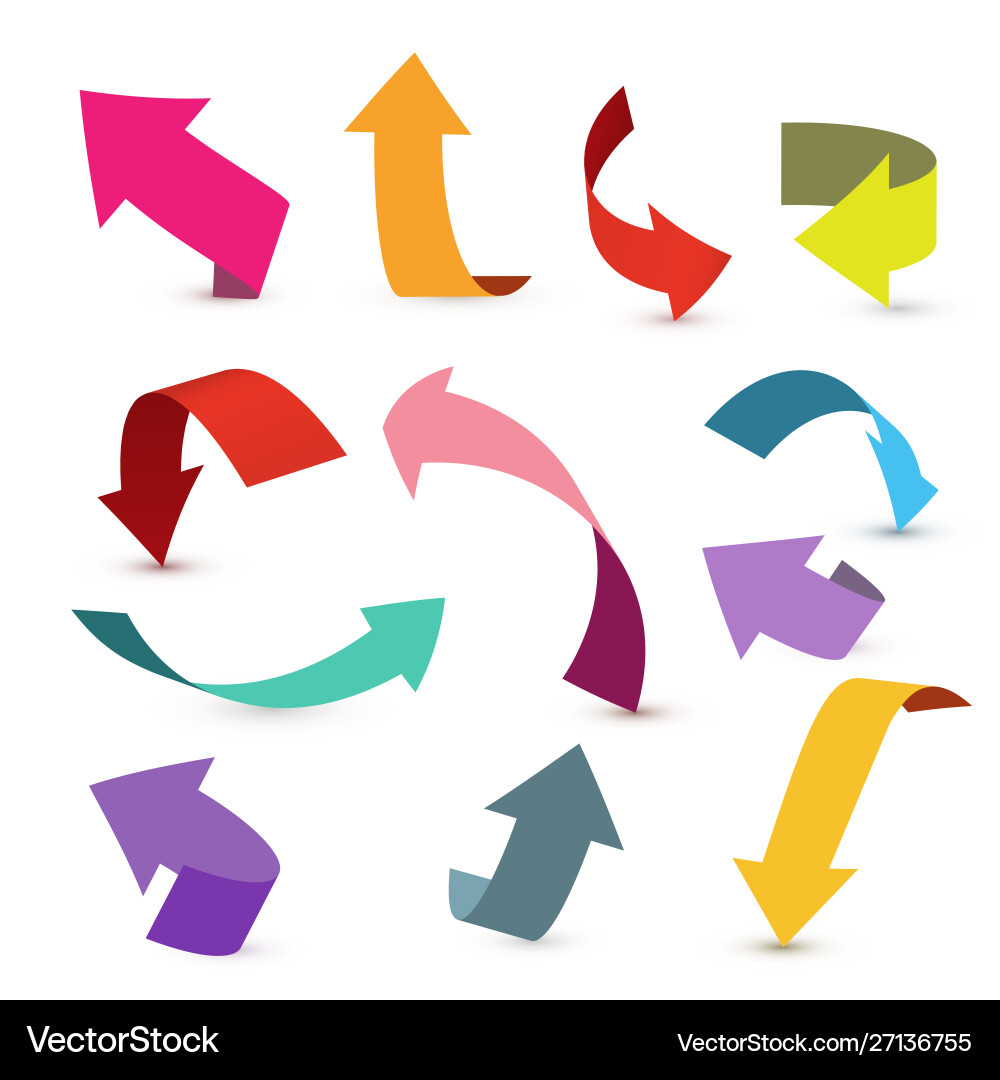 Colorful ribbon arrow set stickerst various Vector Image