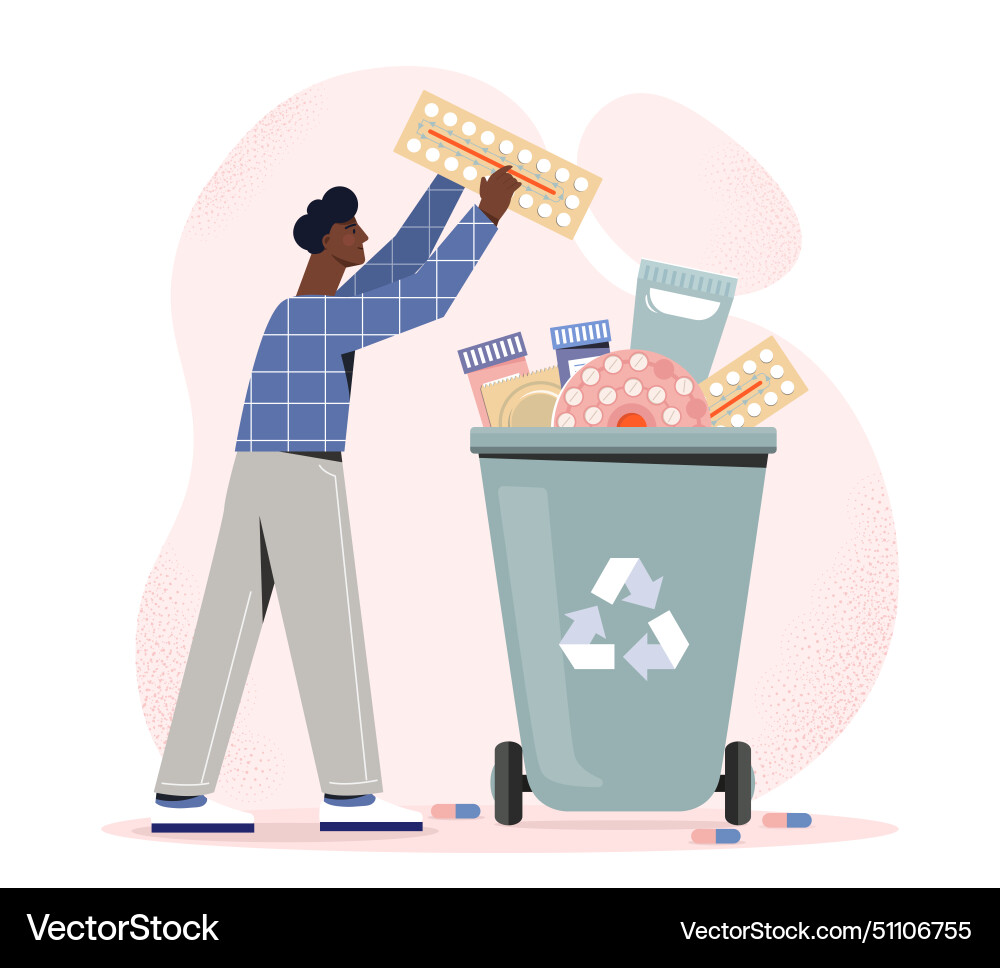 Concept of proper disposal man discarding Vector Image
