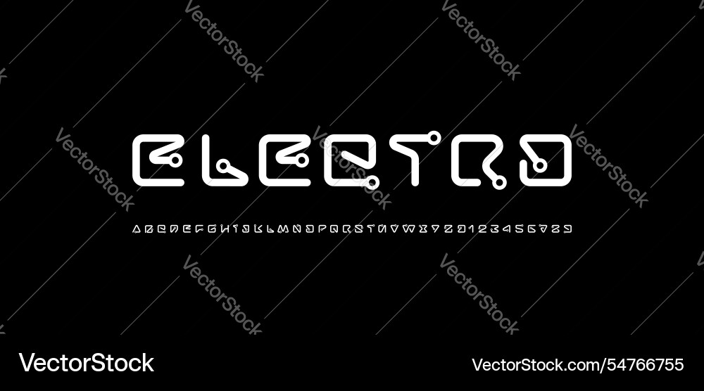 Digital alphabet font Royalty Free Vector Image