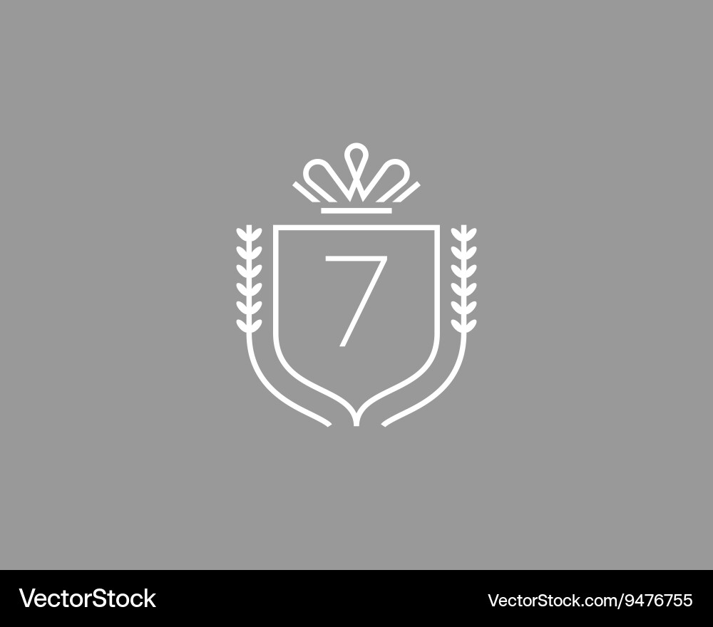 Elegant number 7 logotype premium numeral crest Vector Image