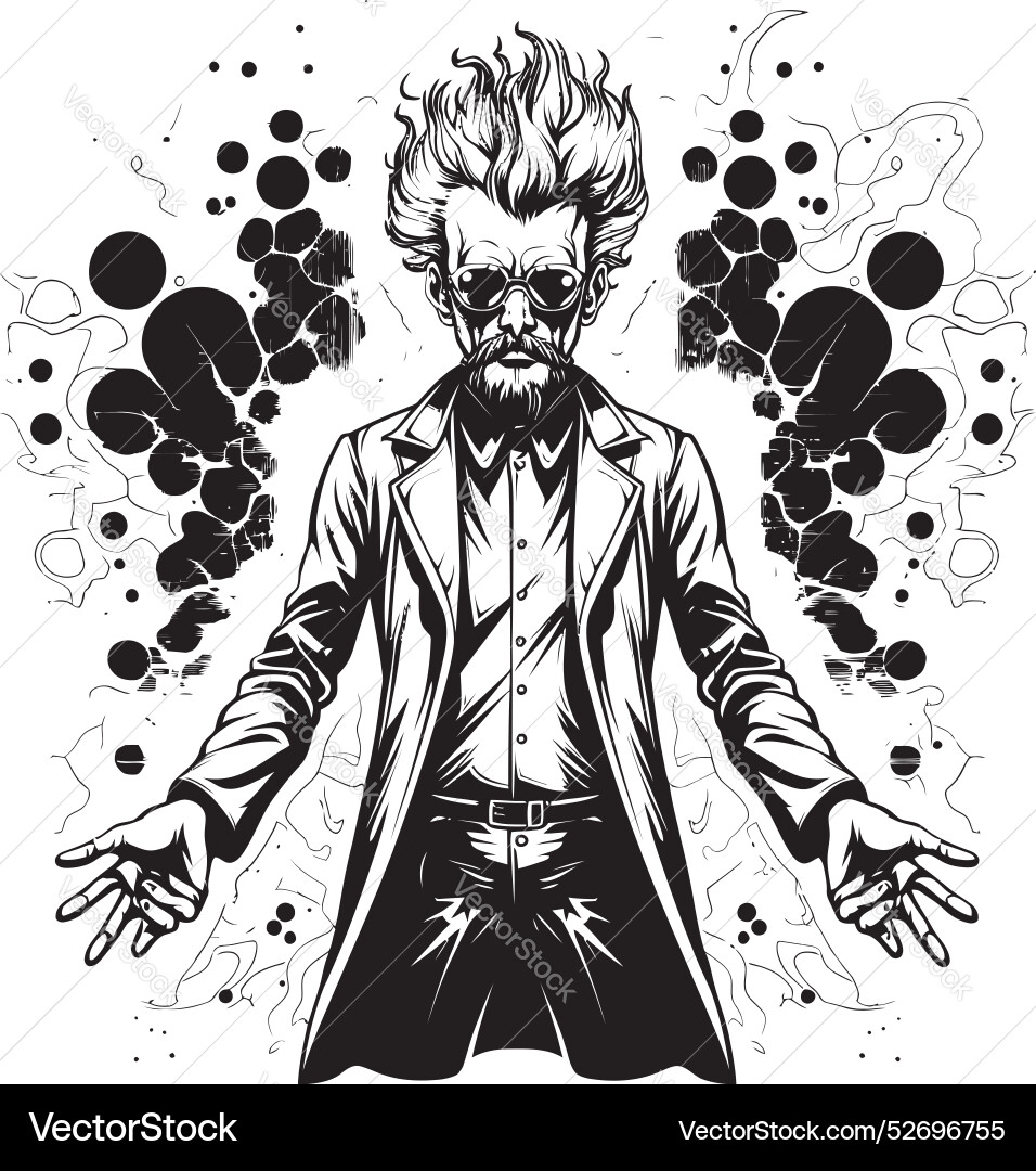 Formula frenzy scientist iconic graphics mind Vector Image