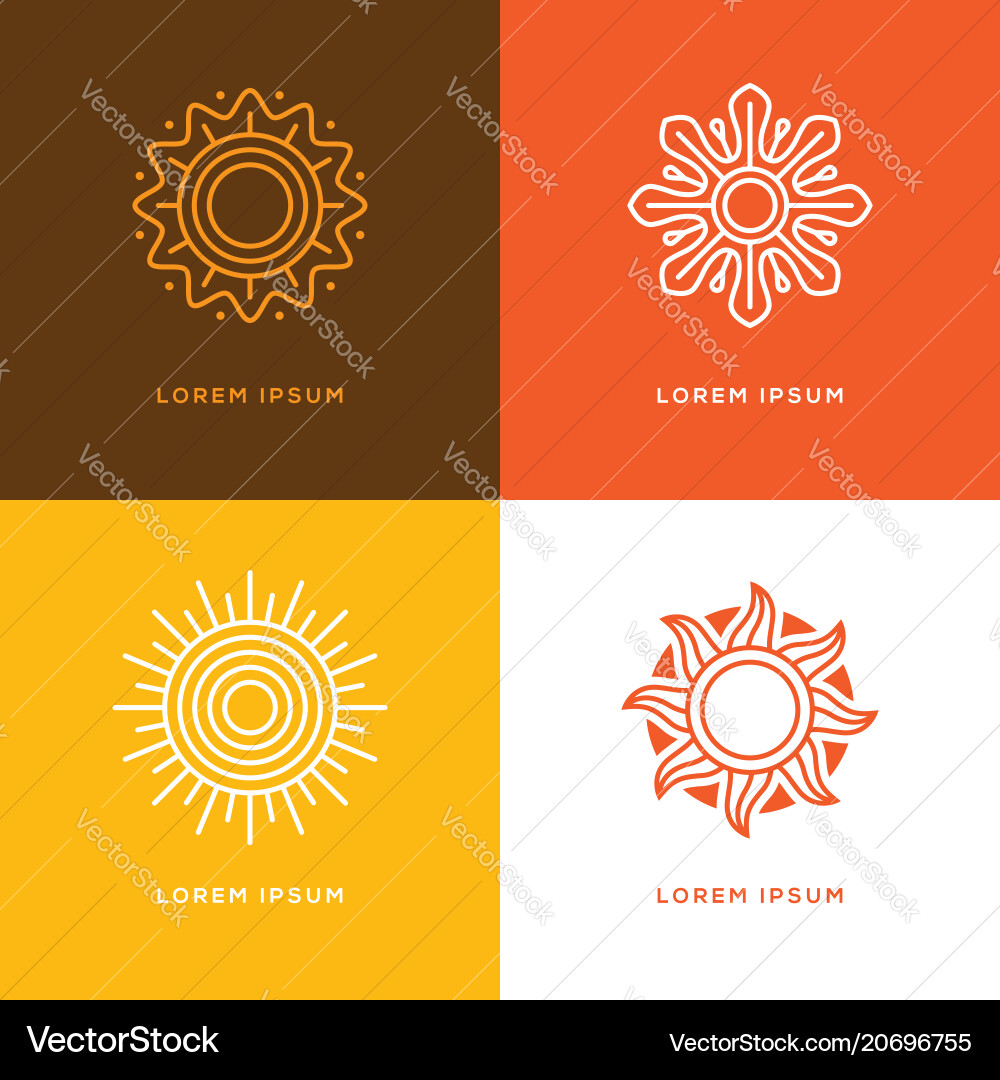 Four Abstract Sun Logos Royalty Free Vector Image