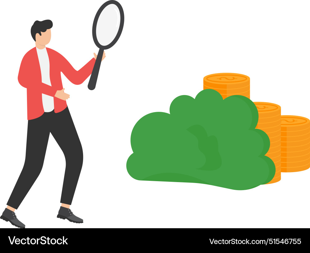Hidden cost concept businessman looking for coins Vector Image