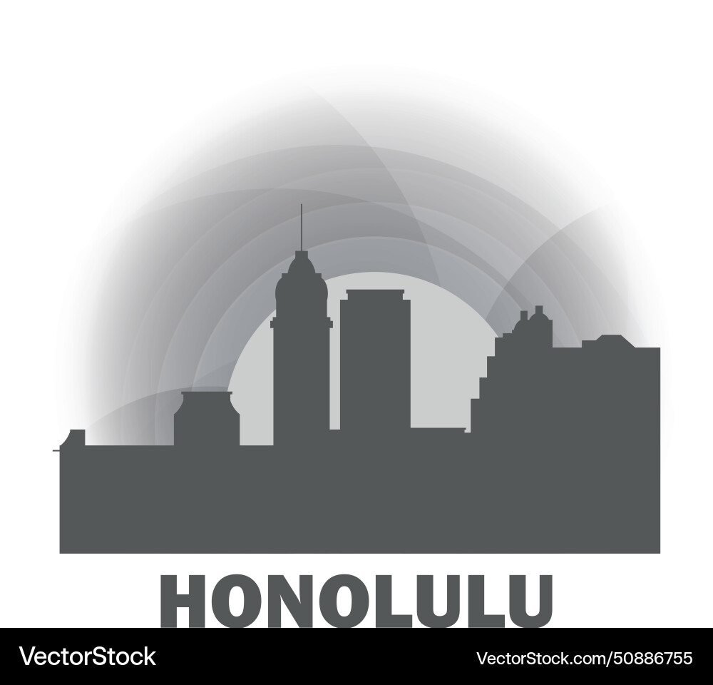 Honolulu city skyline silhouette logo Royalty Free Vector