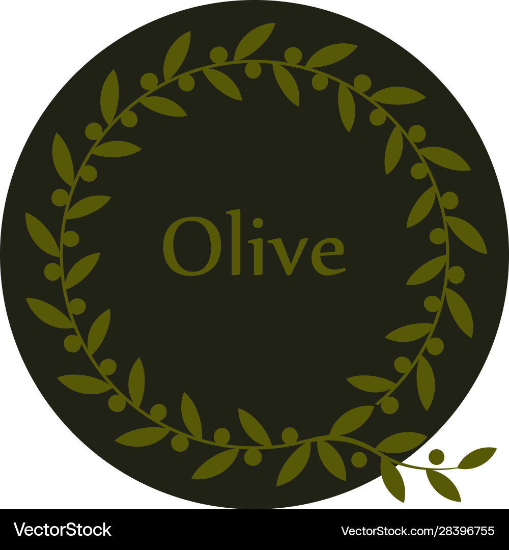 Isolated round green olive branch logo Royalty Free Vector