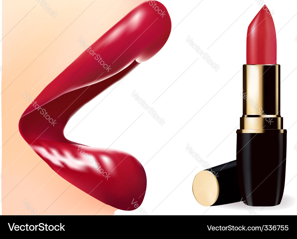 Red lips and a lipstick Royalty Free Vector Image