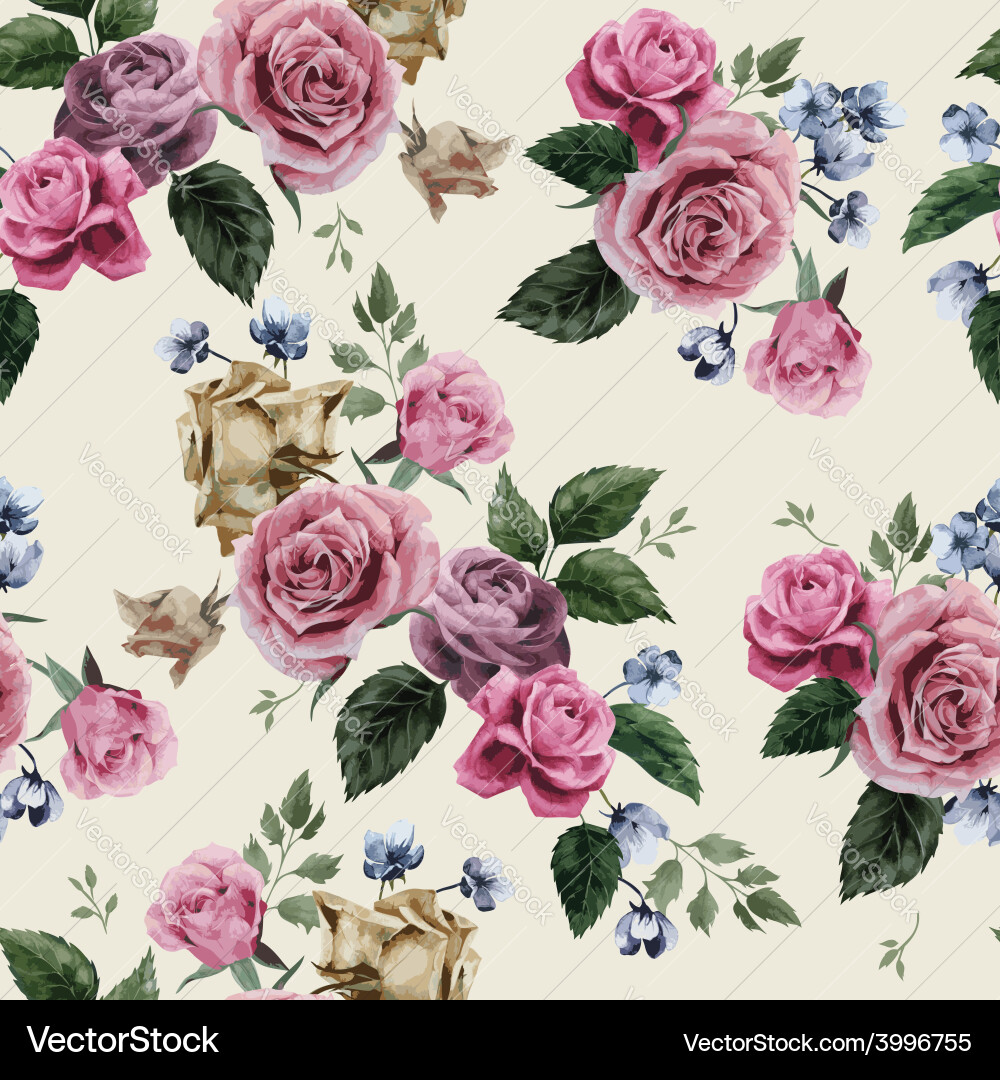 Seamless floral pattern with pink roses on light Vector Image