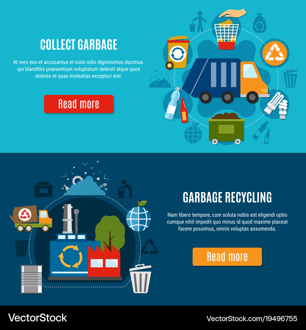 Waste treatment horizontal banners Royalty Free Vector Image
