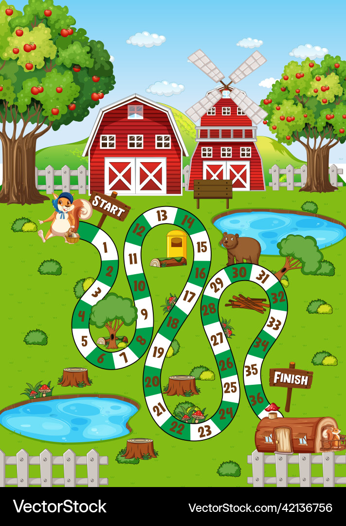A farm boardgame template Royalty Free Vector Image