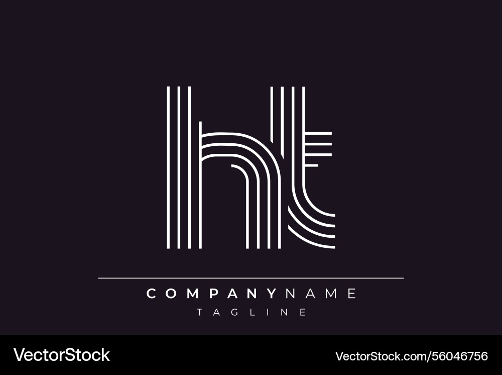 Creative ht lines letter logo design Royalty Free Vector