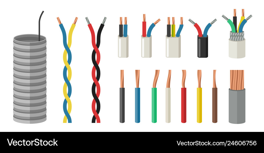 Electrical Wiring Cables Set Royalty Free Vector Image