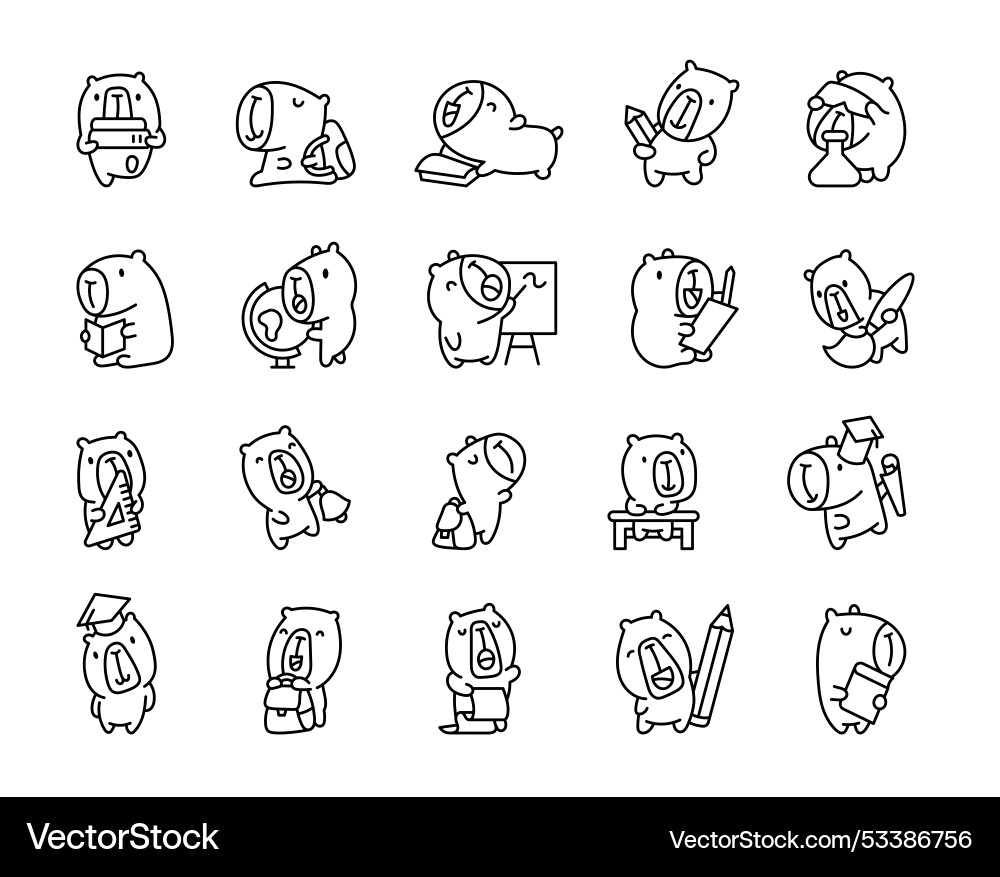 Funny cartoon capybara character at school Vector Image