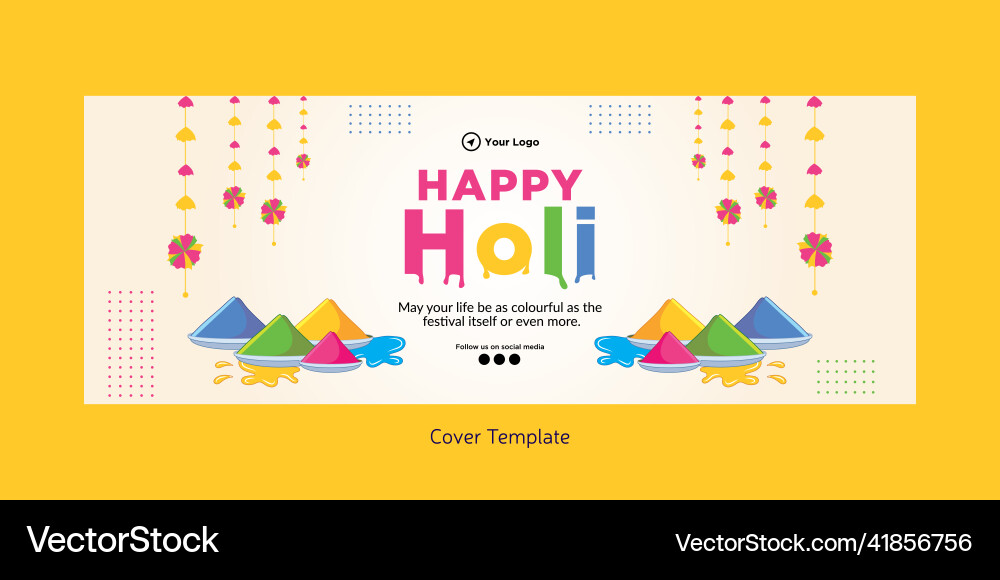 Happy holi cover page design Royalty Free Vector Image