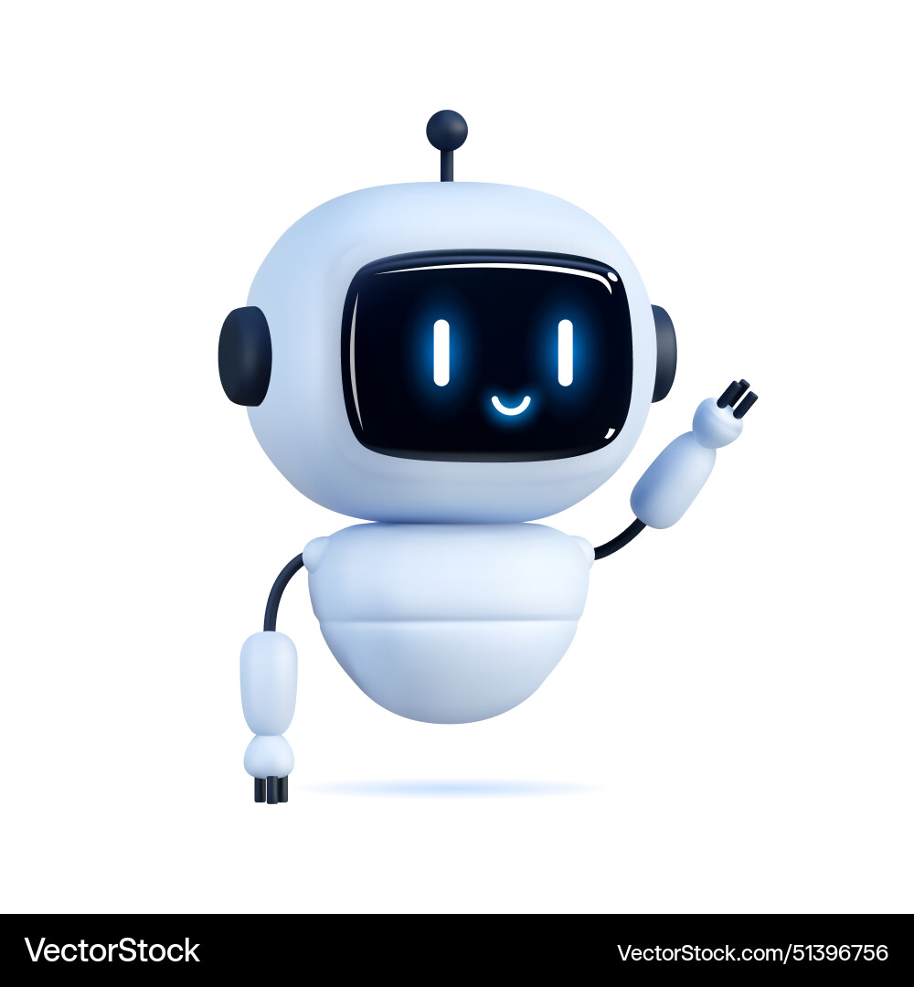 Happy robot 3d ai character chat bot mascot Vector Image