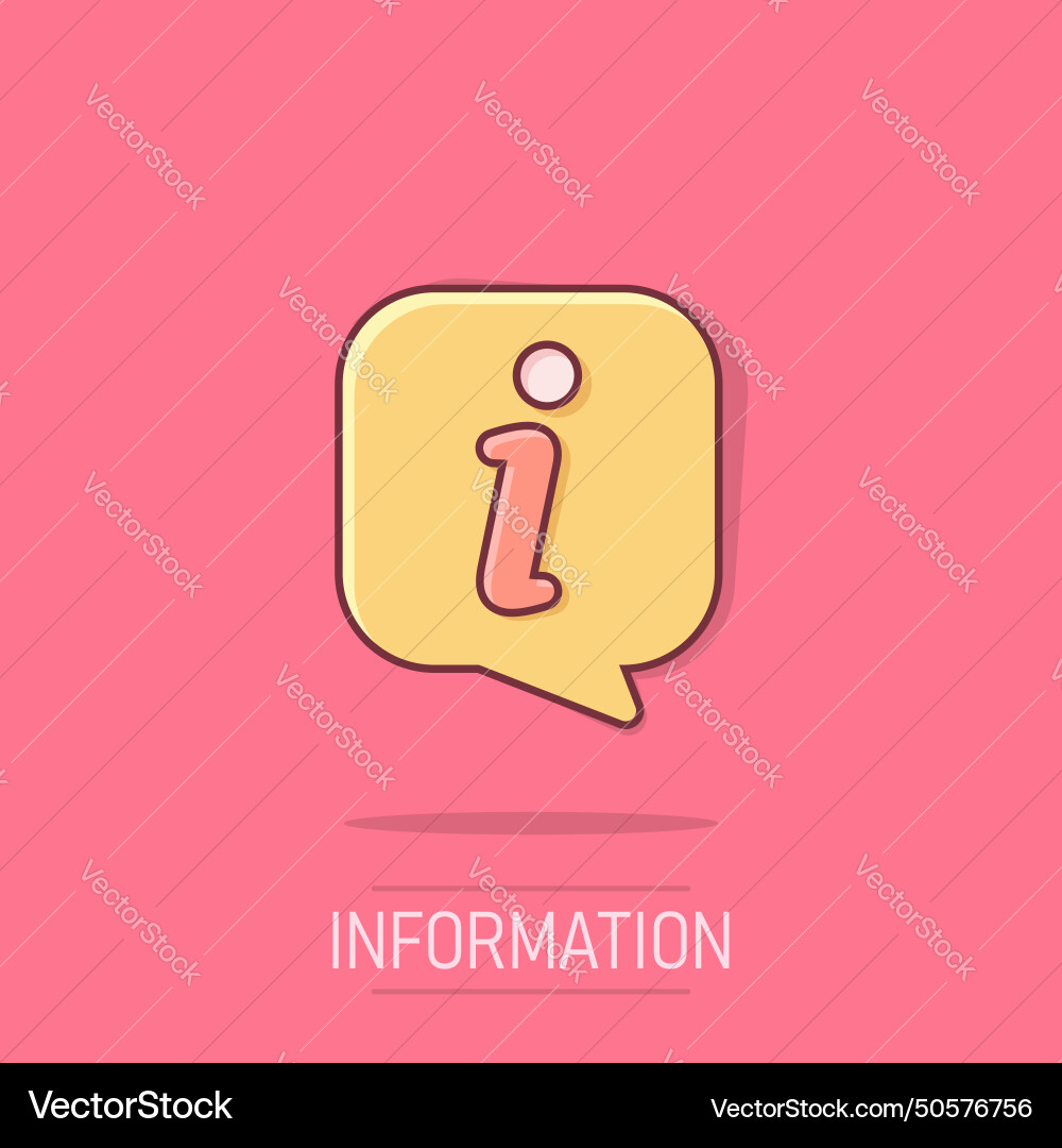 Information icon in comic style faq help cartoon Vector Image