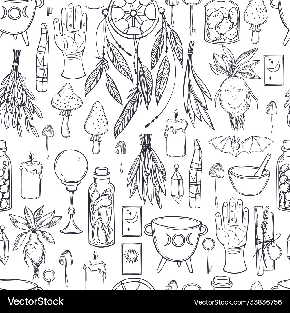 Magical occult elements sorceress collection Vector Image