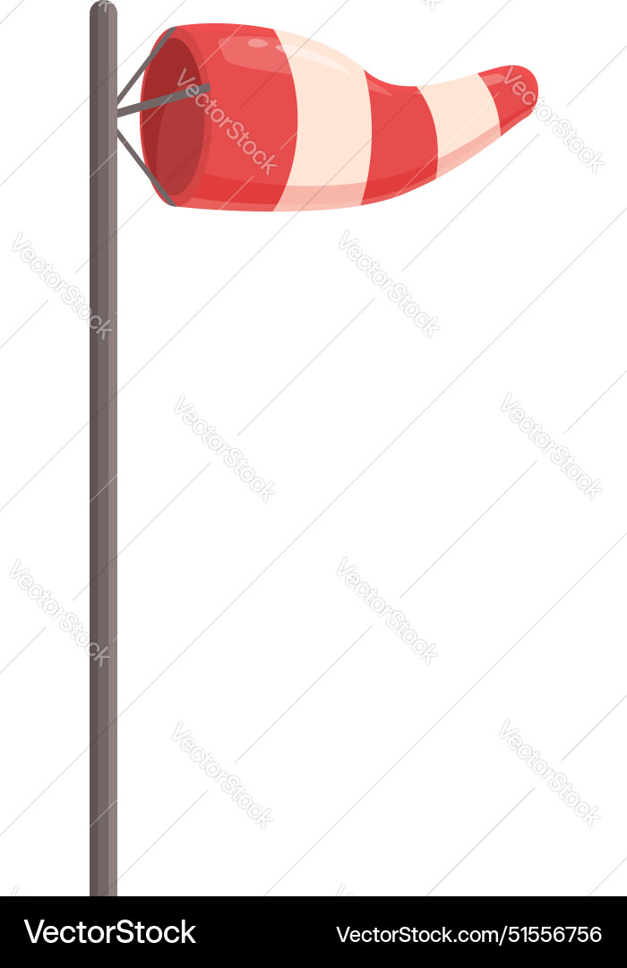 Red and white windsock showing wind direction and Vector Image