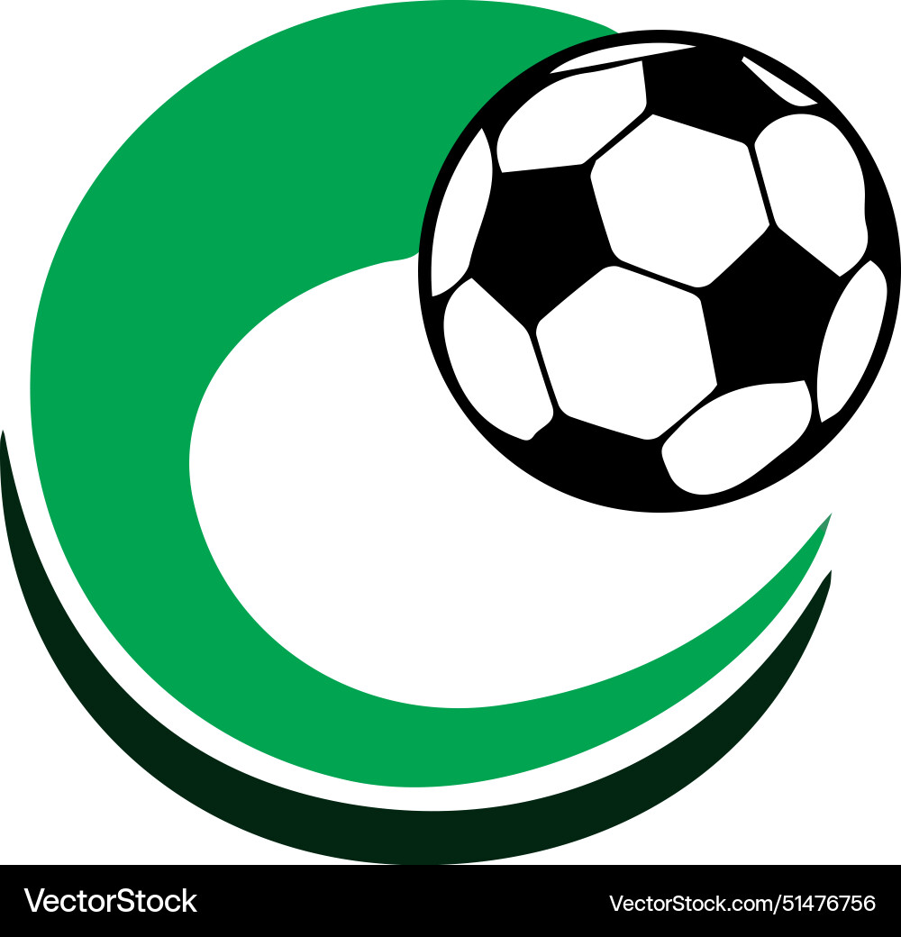 Soccer ball on green background Royalty Free Vector Image