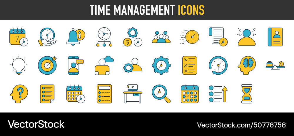 Time management icons Royalty Free Vector Image