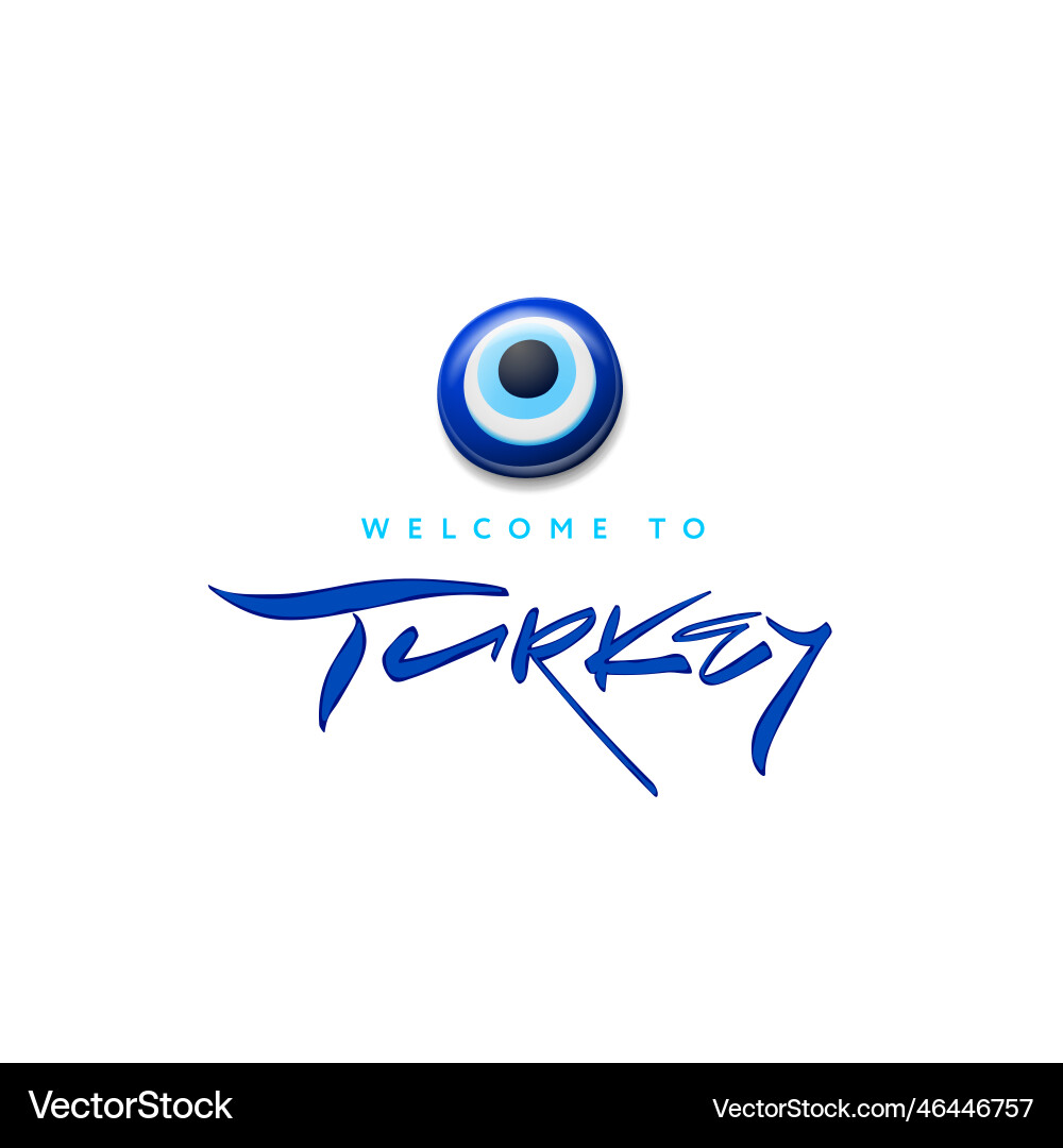 A logo for turkey with blue evil eye turkish Vector Image