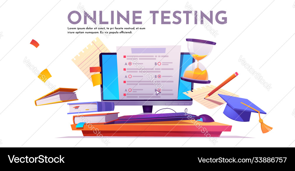 Banner online testing exam or survey Royalty Free Vector